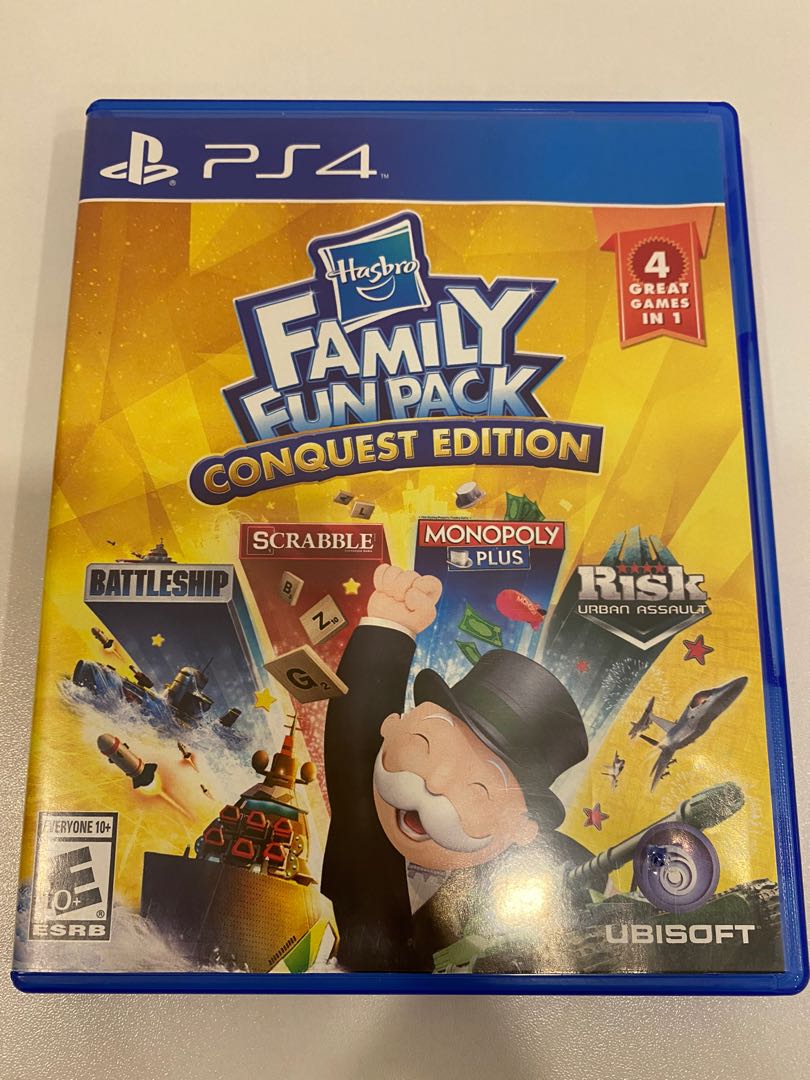 4-IN-1 Hasbro Family Fun Pack Conquest Edition Monopoly Scrabble Battleship Risk Urban Assault ...