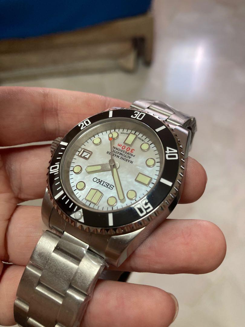 Custom Seiko Built Mod Pearl Dial Watch NH35, Men's Fashion, Watches ...