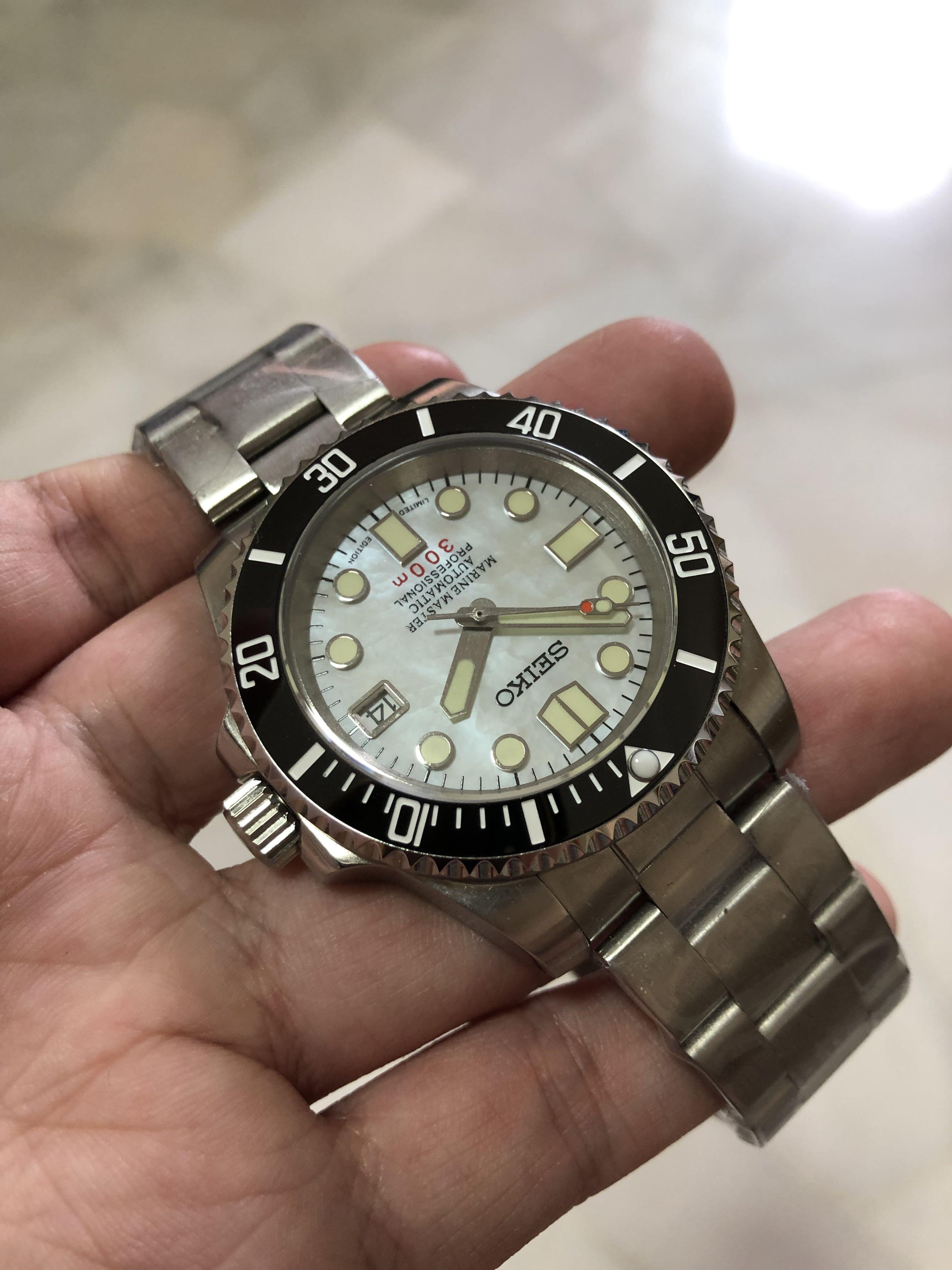 Custom Seiko Built Mod Pearl Dial Watch NH35, Men's Fashion, Watches ...