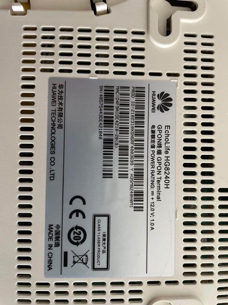 Huawei HG8240H GPON ONT for M1 Fibre, Computers & Tech, Parts ...