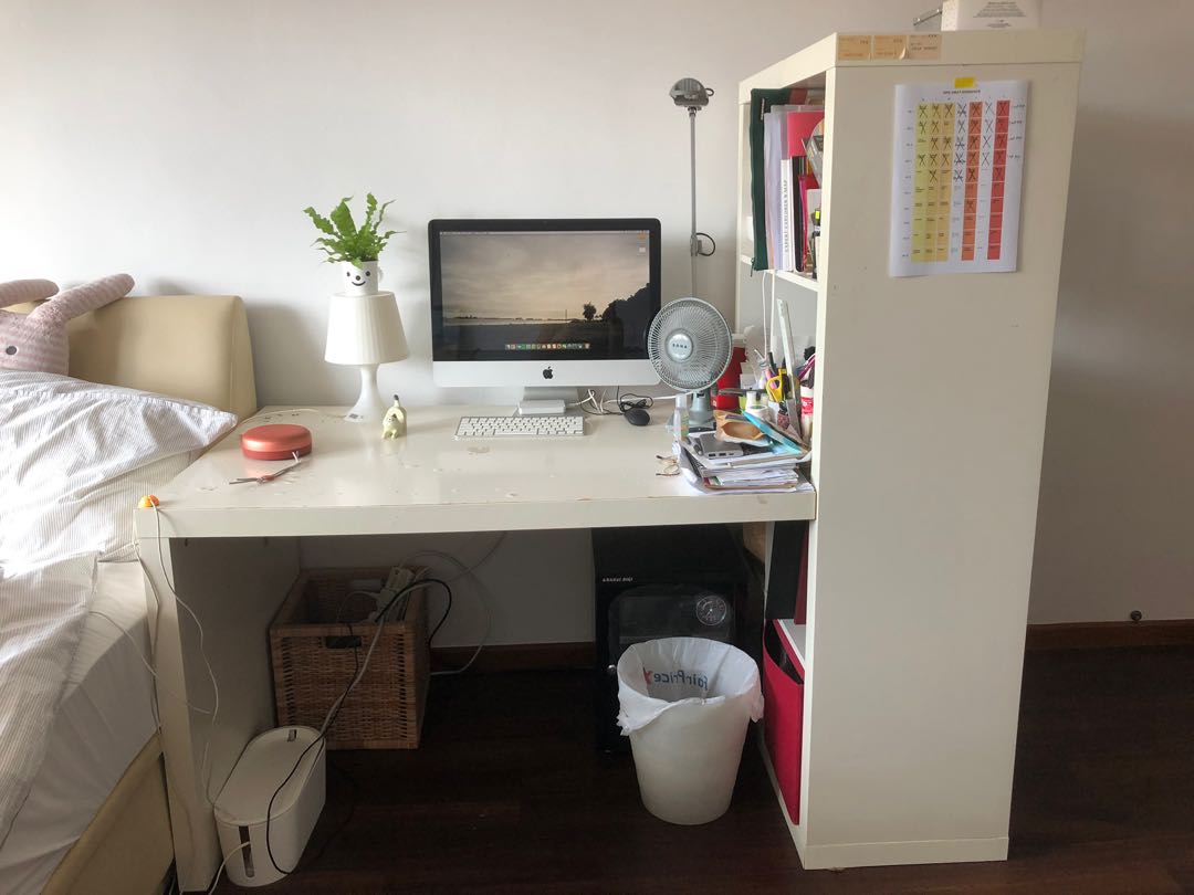 FREE IKEA Study Table & Kallax Shelving, Furniture & Home Living ...