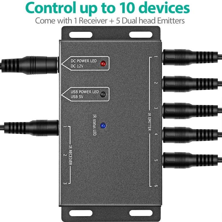 Infrared Repeater System IR Repeater Kit Control Up to 10 Devices ...