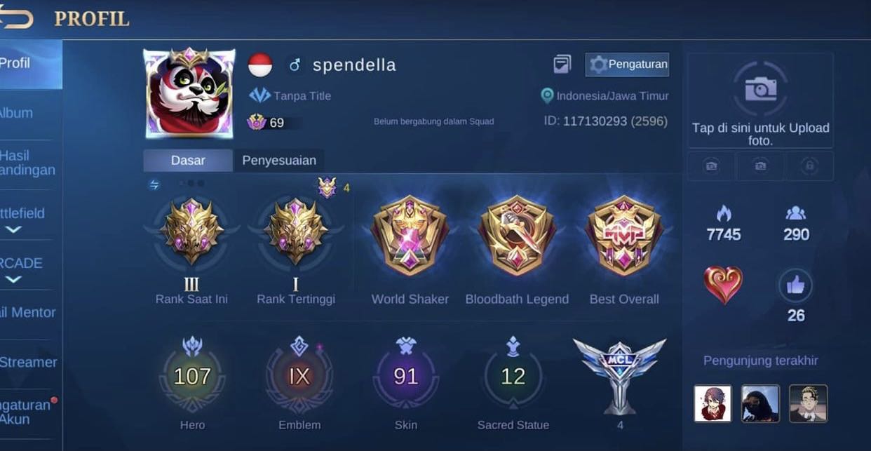 MOBILE LEGENDS ACCOUNT #301 (MYTHIC III, MAX HEROES AND ALL EMBLEMS, STUN CHOU WITH MANY NICE ...