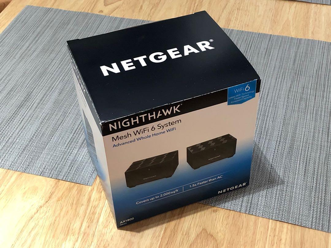 NETGEAR Nighthawk MK62 Easy Mesh WiFi 6 入門級雙頻路由器 2 機套裝 (AX1800) router ...