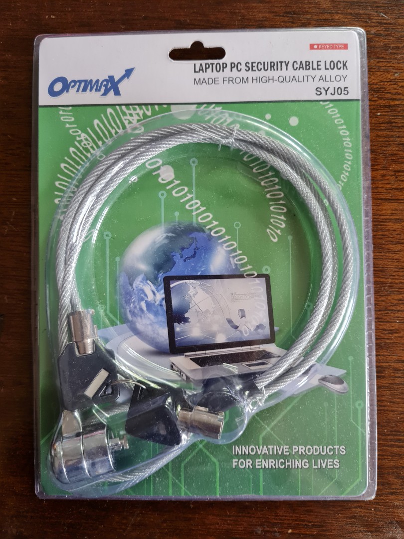 OPTIMAX laptop PC security cable lock, Computers & Tech, Parts ...