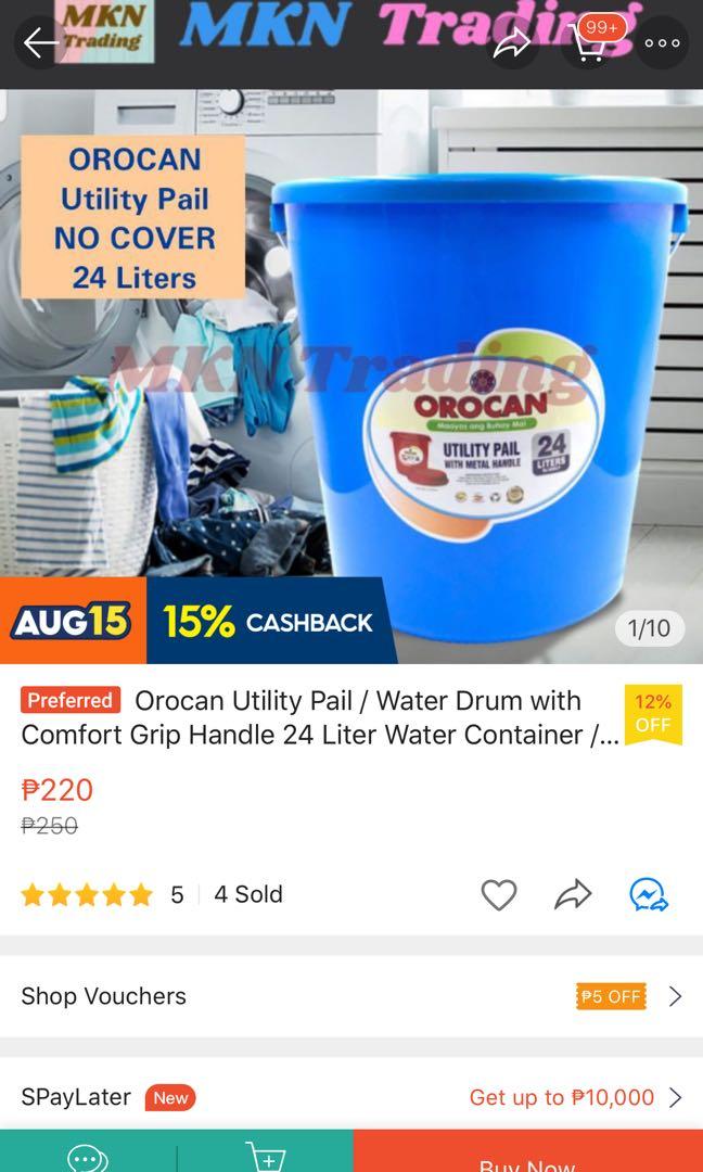 Orocan 24 liters Utility Pail no cover, Furniture & Home Living ...