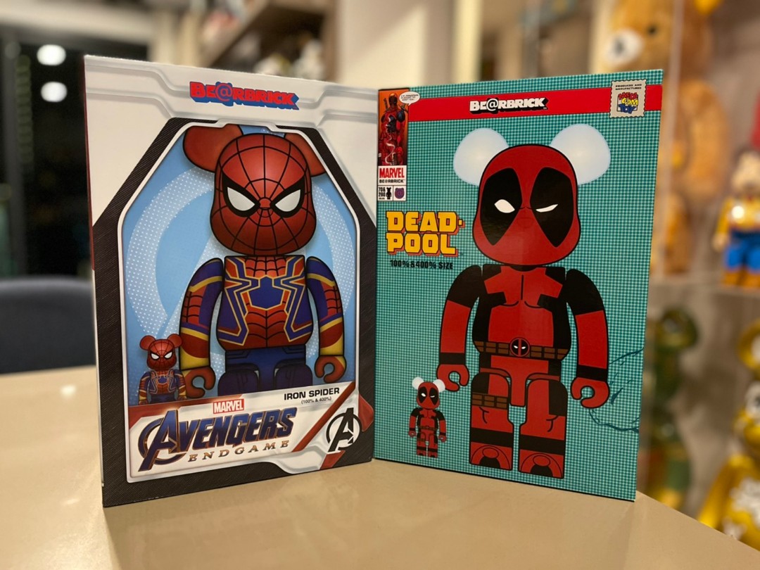 PO : Bearbrick Iron Spiderman & Deadpool 100% & 400% set of 2, Hobbies ...