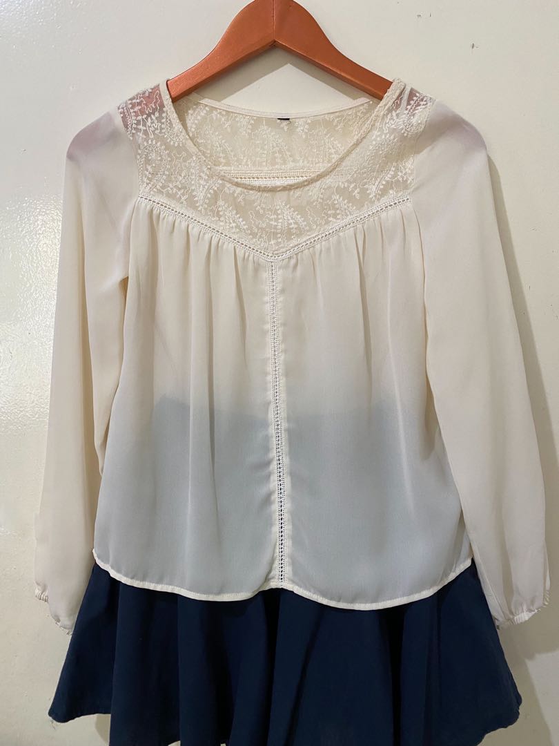 Pretty Sheer Dainty Top, Women's Fashion, Tops, Blouses on Carousell
