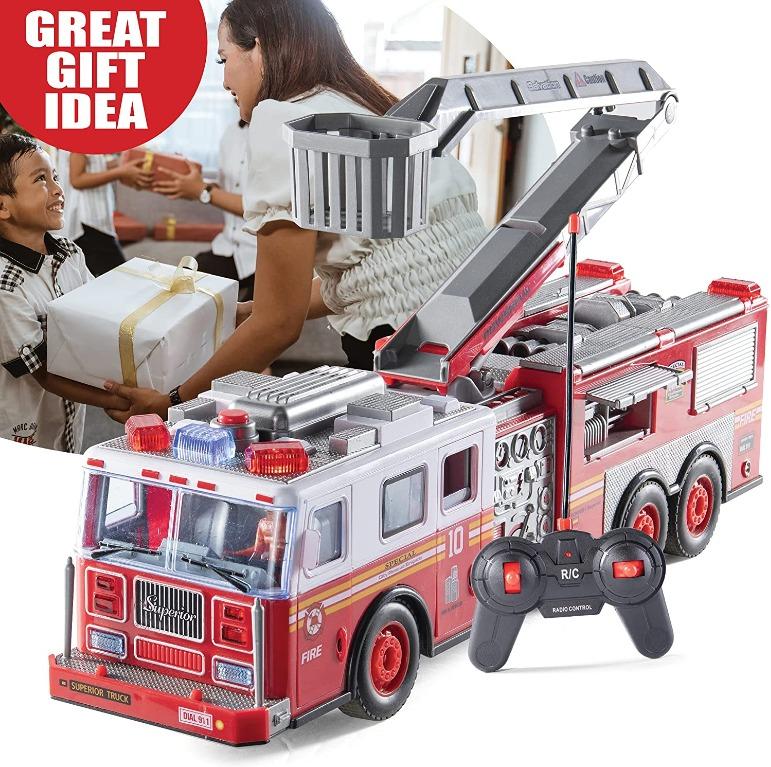 Prextex RC Fire Engine Truck Remote Control 14-Inch Rescue Fire Truck ...
