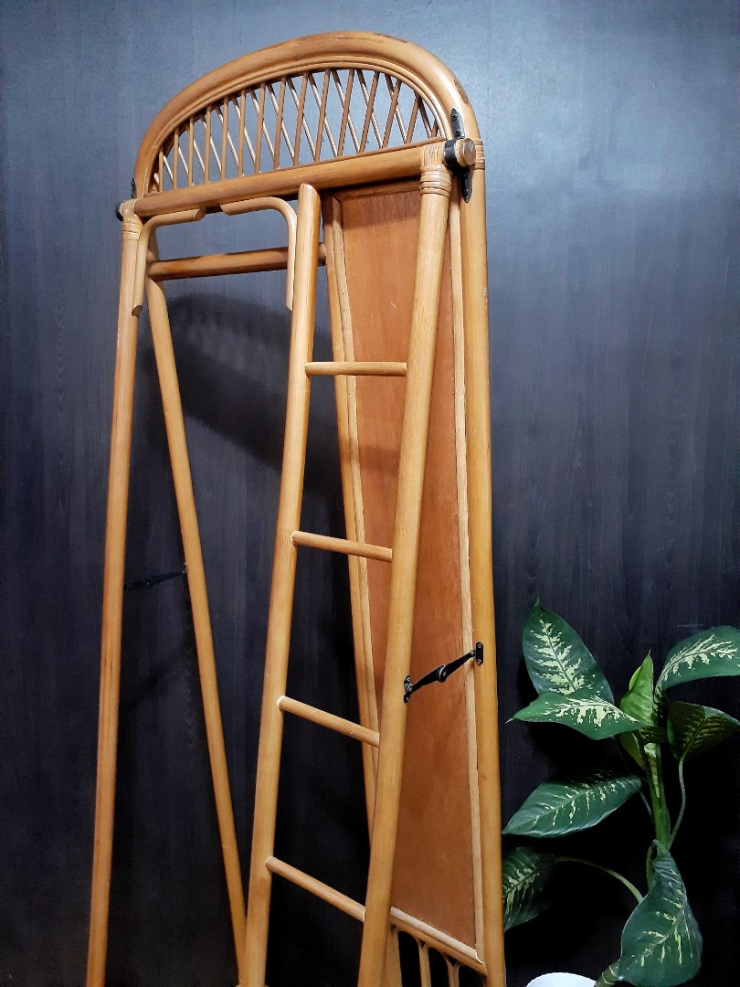 Arc rattan clothes rack with mirror, Furniture & Home Living, Furniture ...