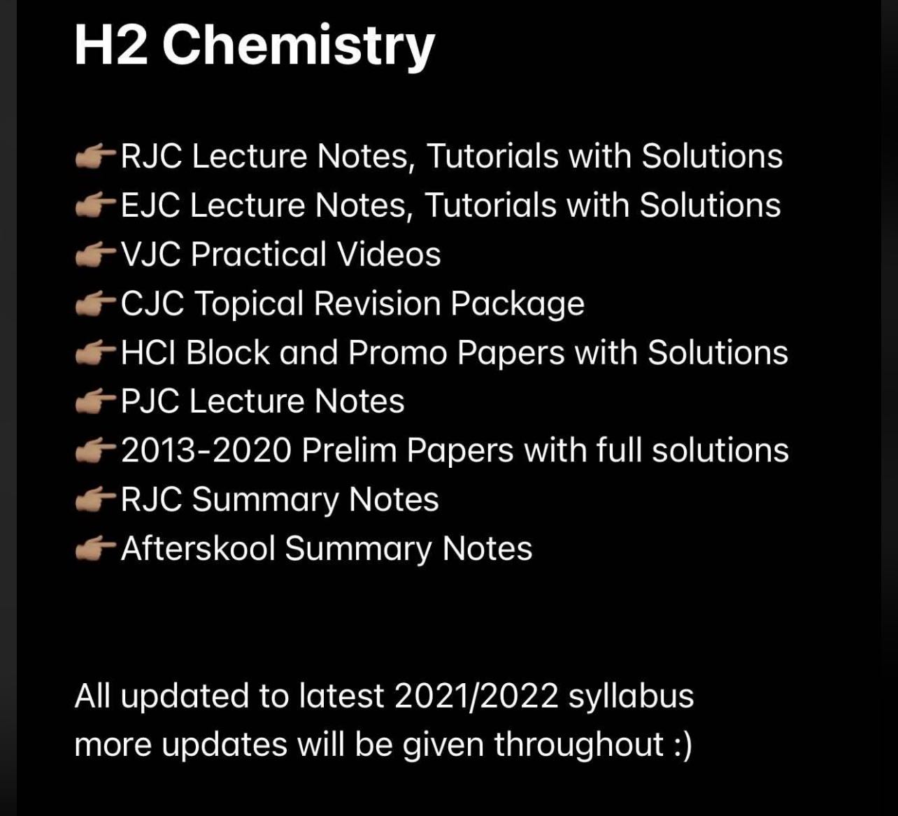 2023 H2 Chemistry Chem A Level RJC Lecture Notes, EJC, VJC, HCI, CJC ...