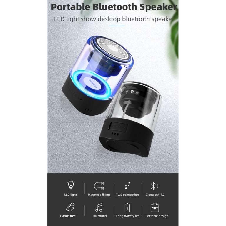 Taurus BT-88 Split+Stereo Bluetooth Speakers with Magnet + LED Lights ...