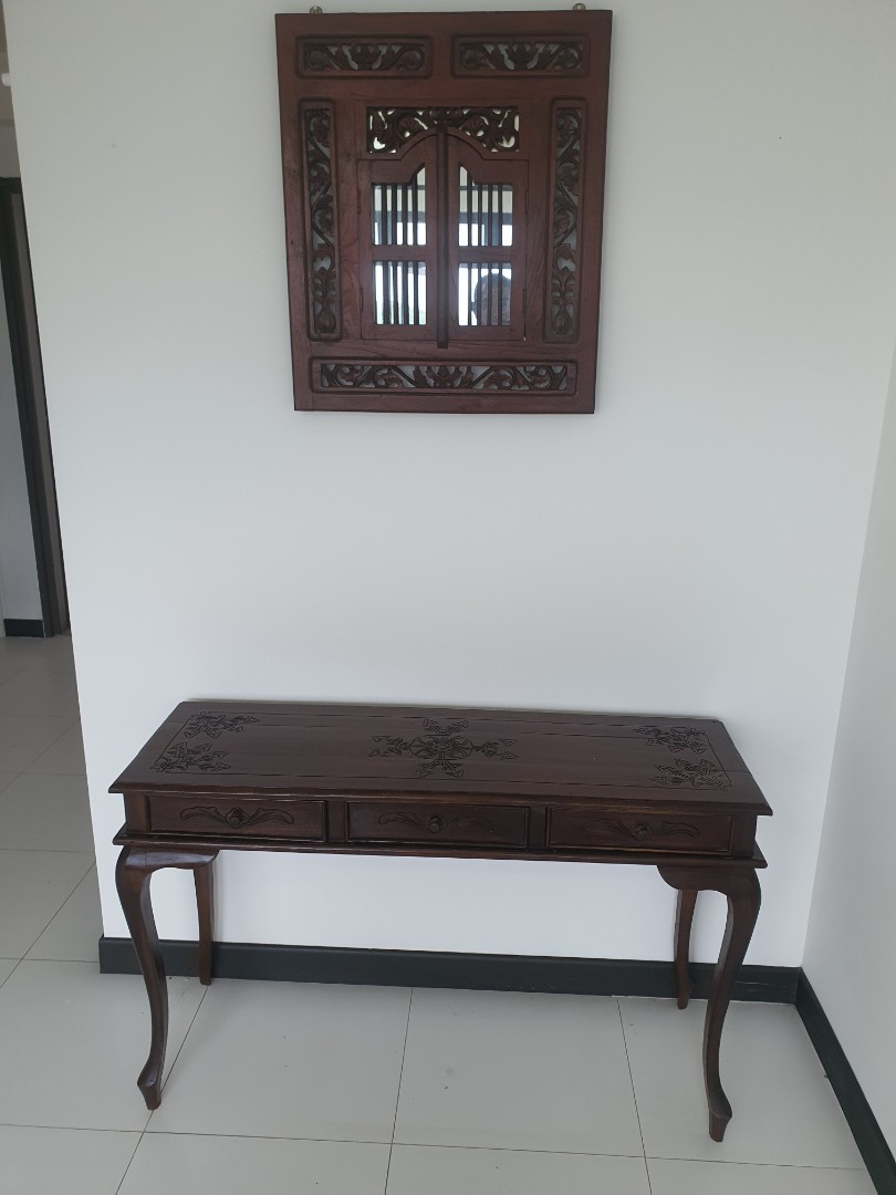 Used console table with mirror set, Furniture & Home Living, Furniture ...