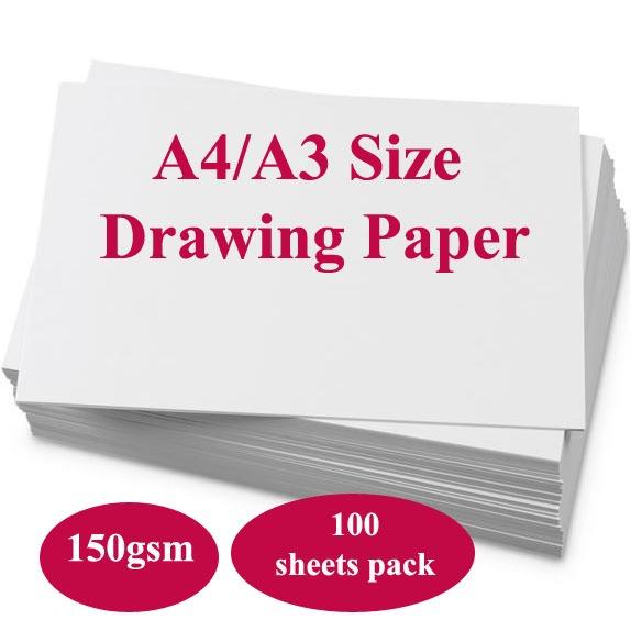 Vikko A4/A3 150gsm White Drawing Paper Sheet Art & Craft Paper ...