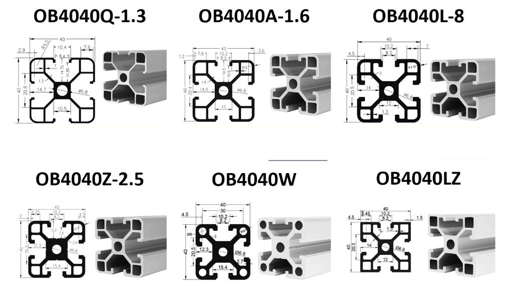 40 Series Aluminum Extrusion Various Profiles 4040 4080 4060 40120 ...