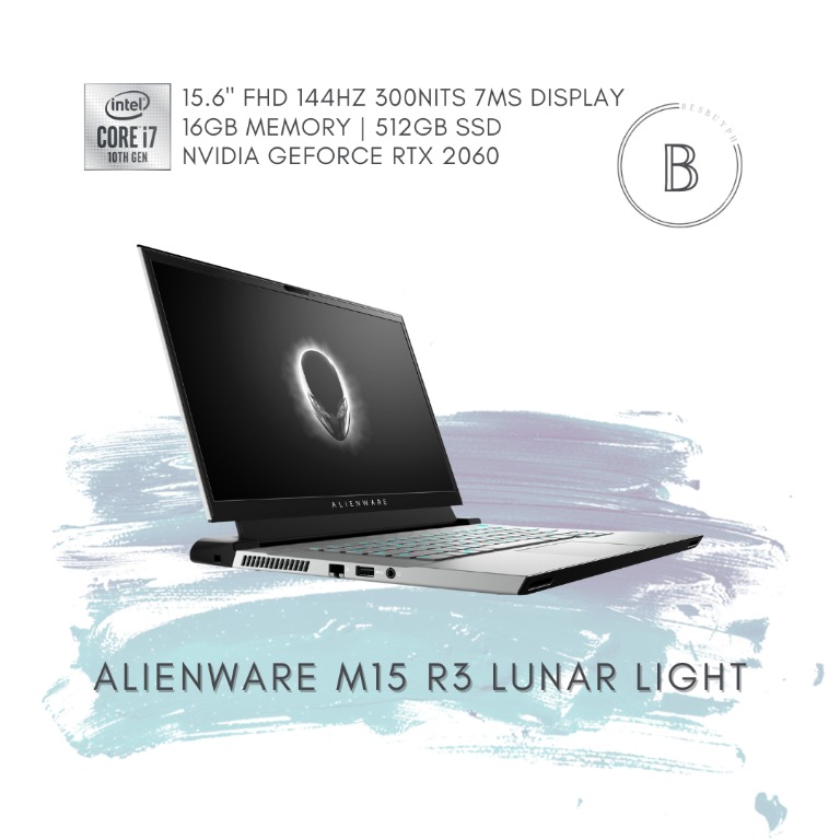 Alienware m15 R3 Gaming Laptop (Lunar Light) w/ i7-10750H & RTX 2060 ...