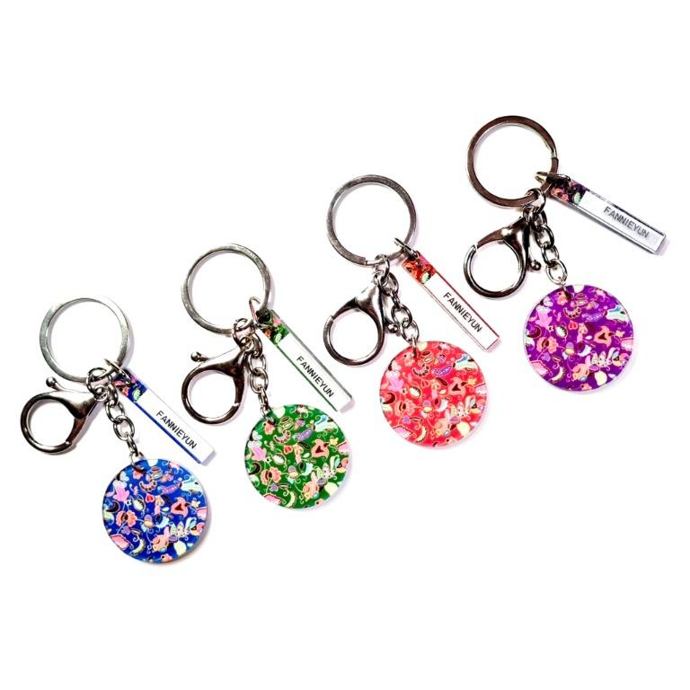 Batik Kebaya Print Round Keychain with name strip Tag - Cabin Crew ...