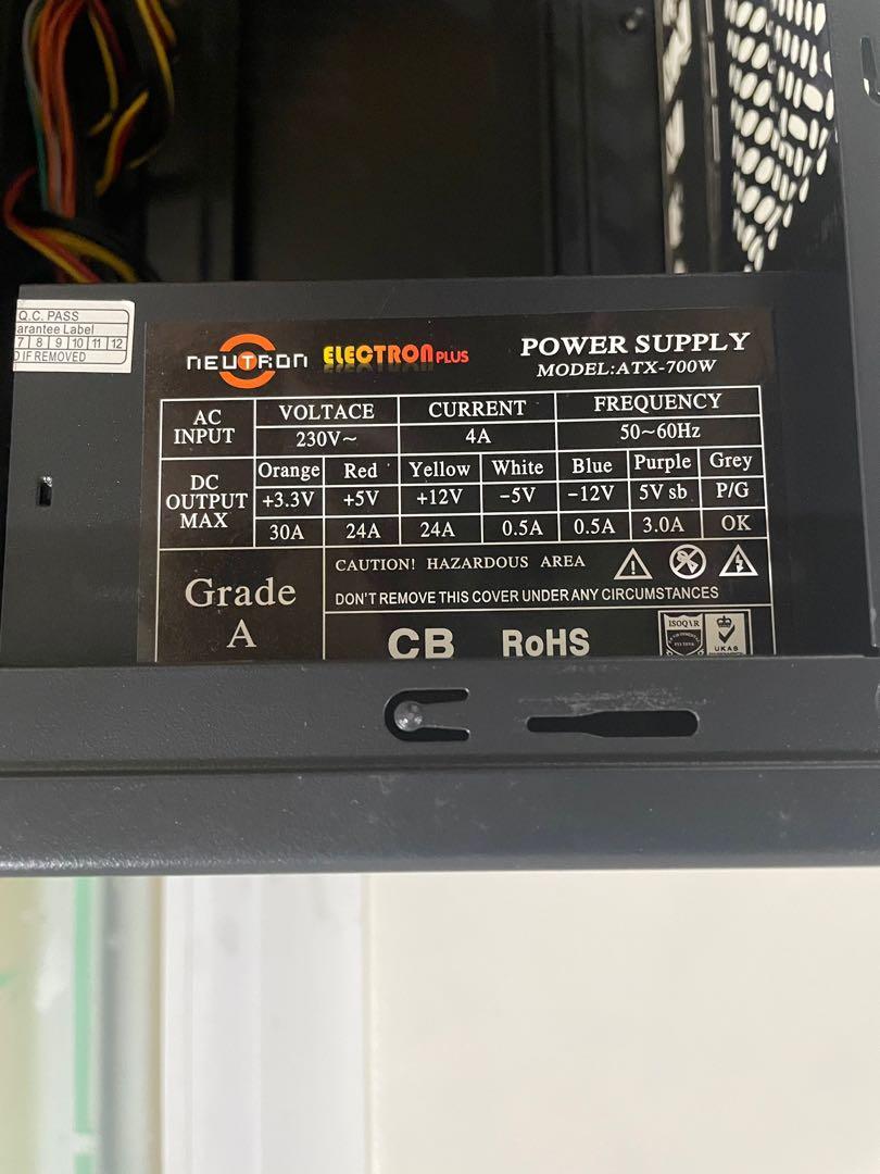 Computer case with power supply unit, A4tech keyboard and mouse, RAM ...