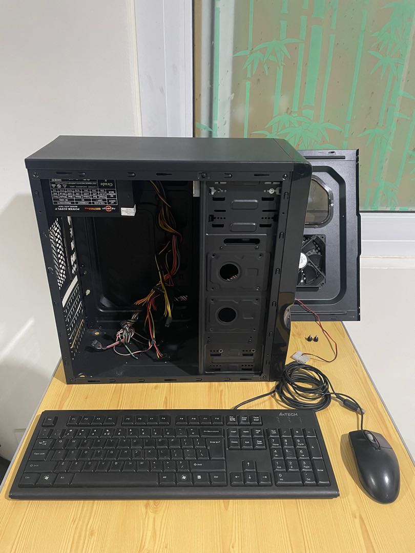 Computer case with power supply unit, A4tech keyboard and mouse, RAM ...
