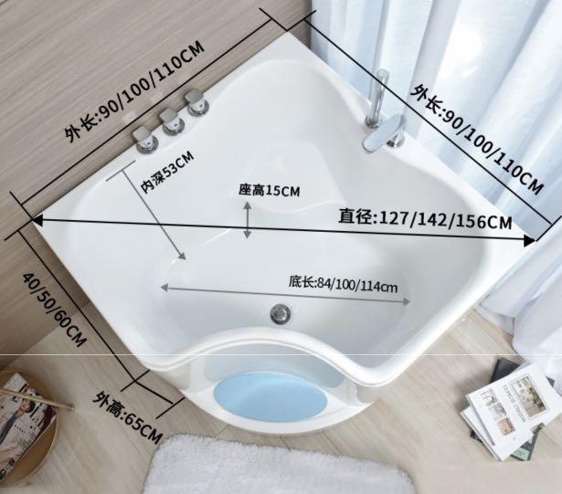 Corner Triangle Bath Tub, Furniture & Home Living, Bathroom & Kitchen ...