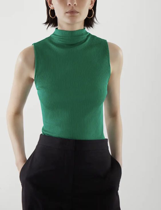 COS green ribbed top, Women's Fashion, Tops, Sleeveless on Carousell