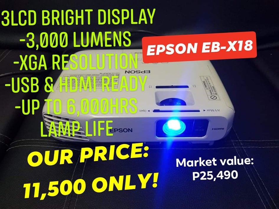 Epson EB-X18 projector 3000 lumens XGA bright display, TV & Home ...