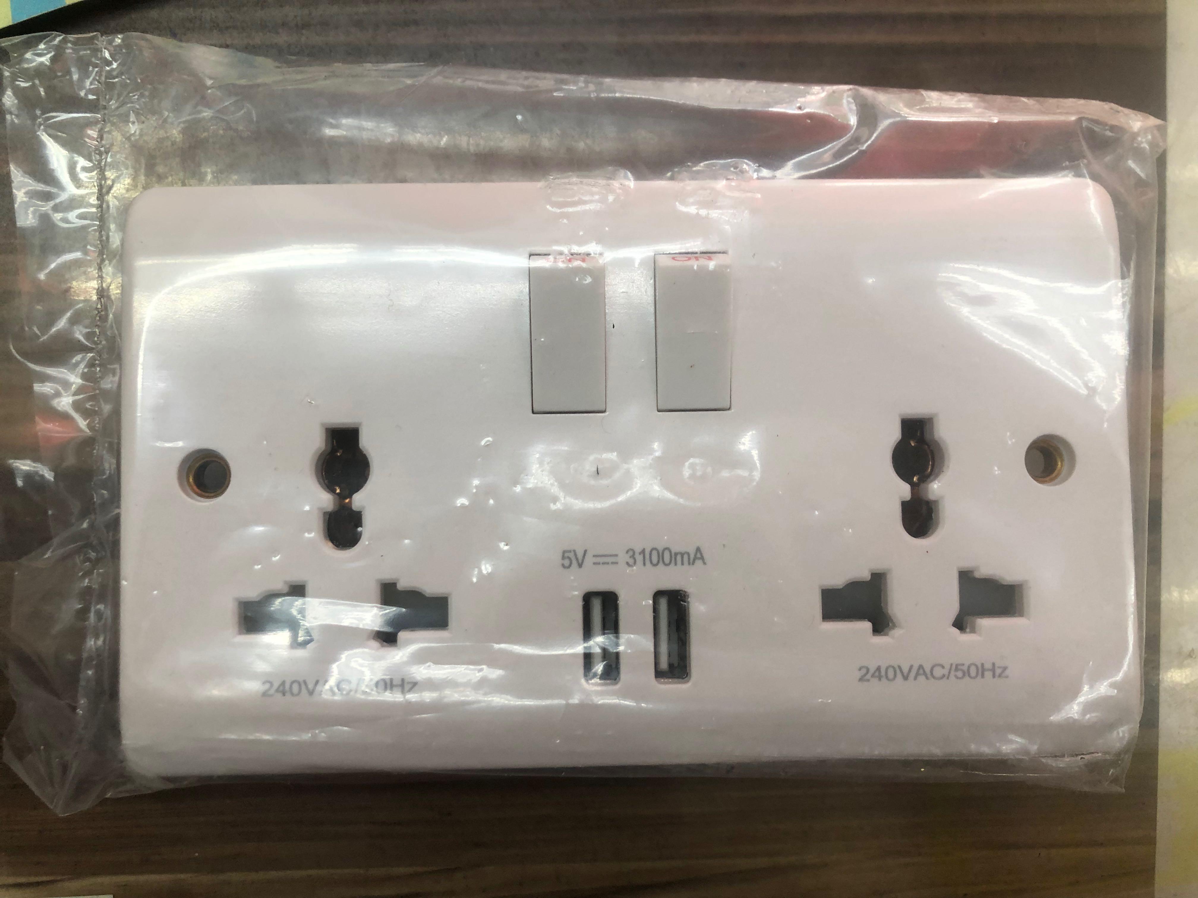 FUNG YIP 2x13A universal SSO + USB, TV & Home Appliances, Electrical ...