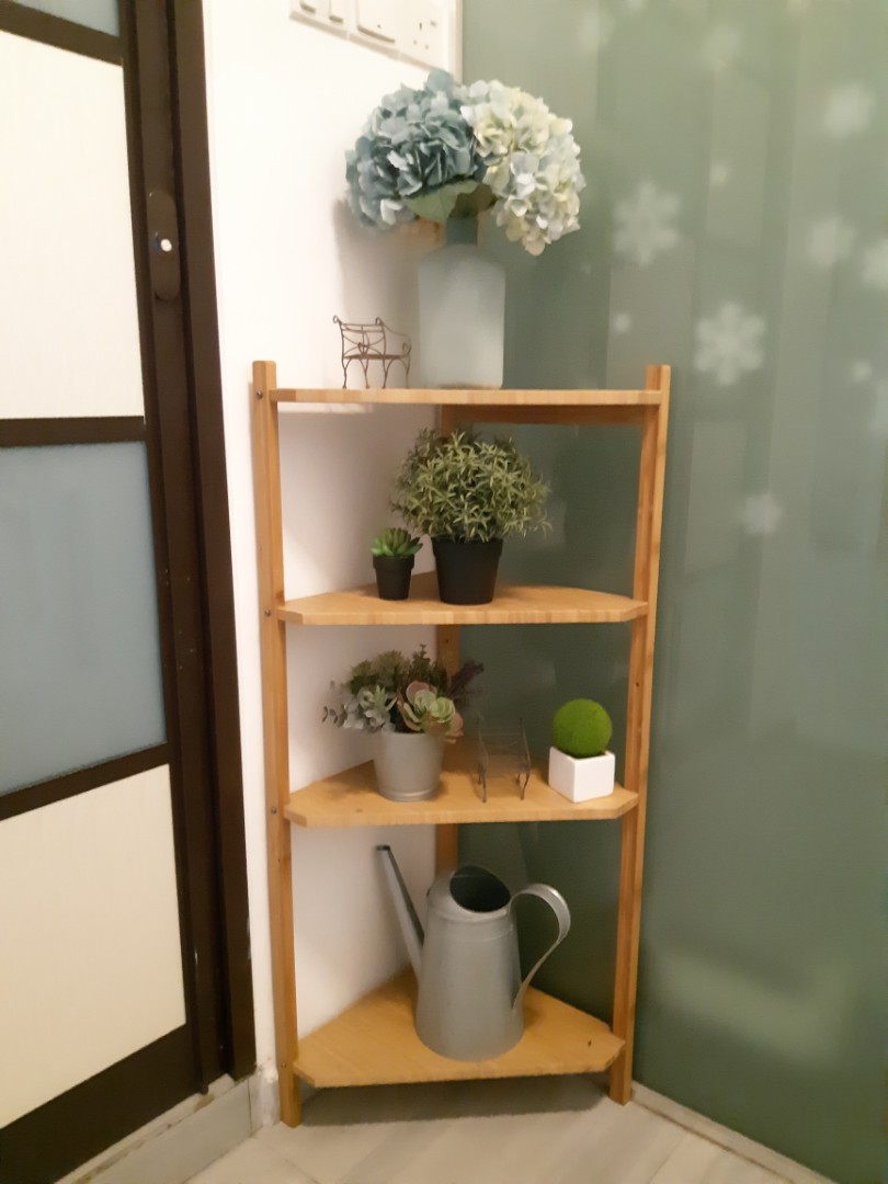 IKEA bamboo corner shelf unit, Furniture & Home Living, Furniture ...