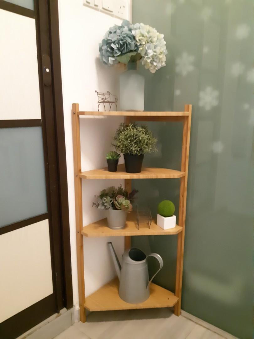 IKEA bamboo corner shelf unit, Furniture & Home Living, Furniture ...