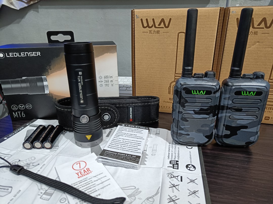 Led lenser + Walkie talkie, Sports Equipment, Hiking & Camping on Carousell