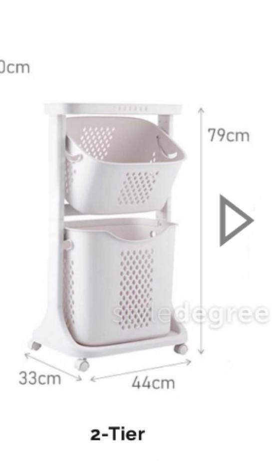 Multi-Tier Laundry Basket with wheels (2 tiers), Furniture & Home ...