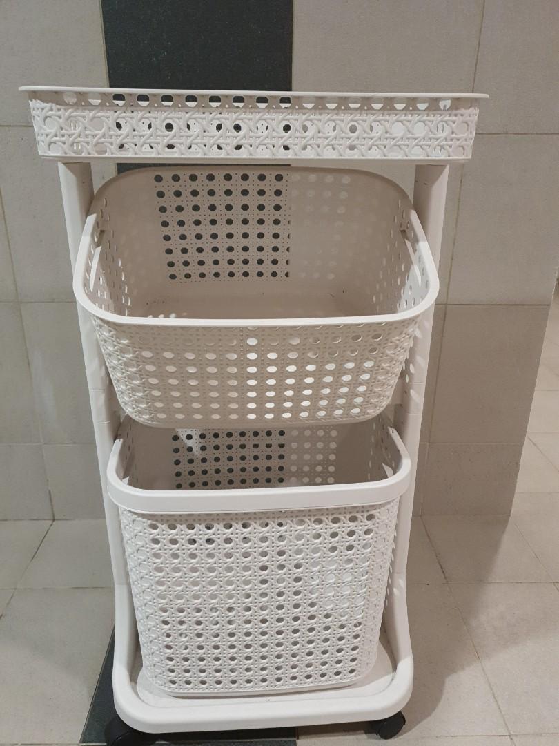 Multi-Tier Laundry Basket with wheels (2 tiers), Furniture & Home ...