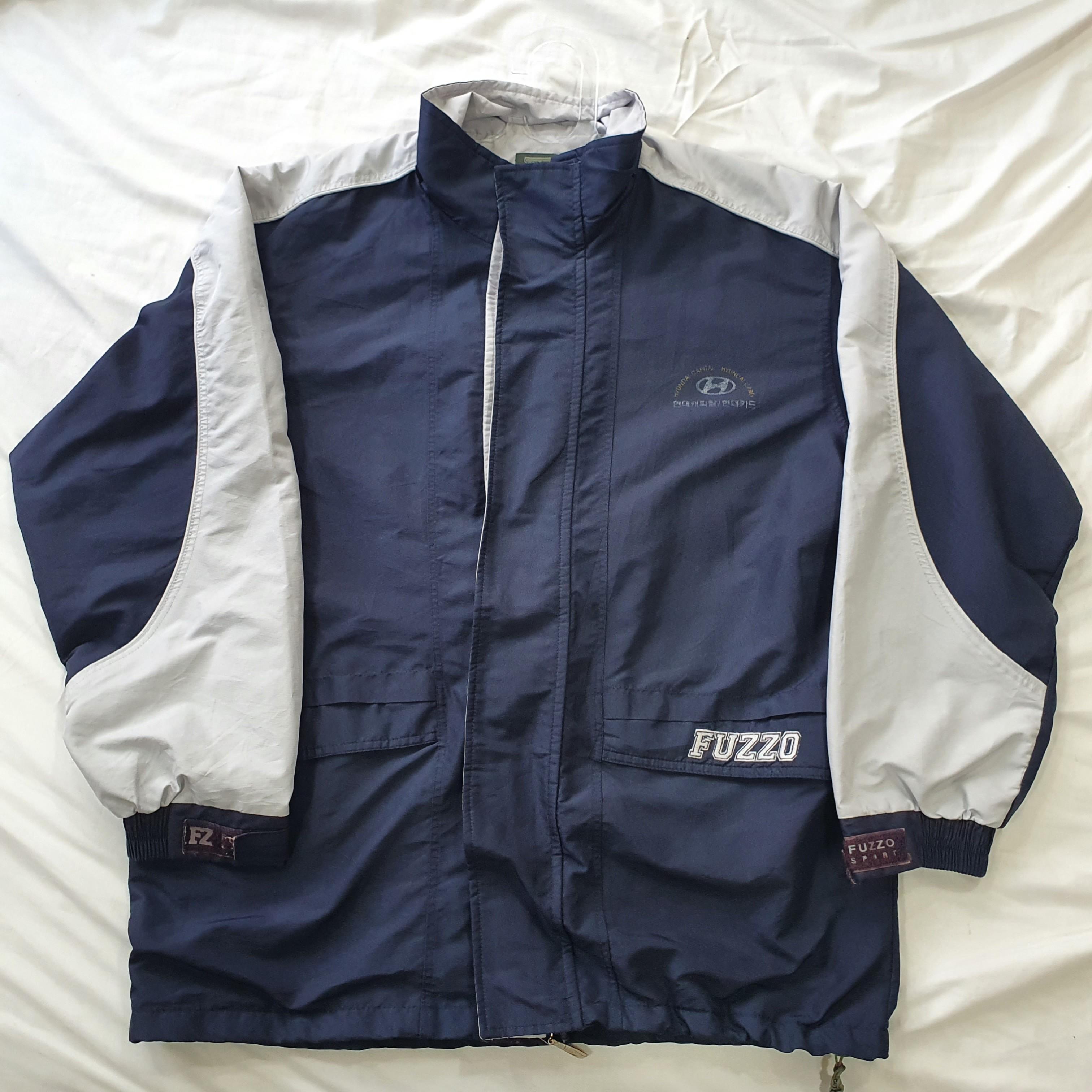 FUZZO Navy and White Windbreaker Jacket, Men's Fashion, Coats, Jackets ...