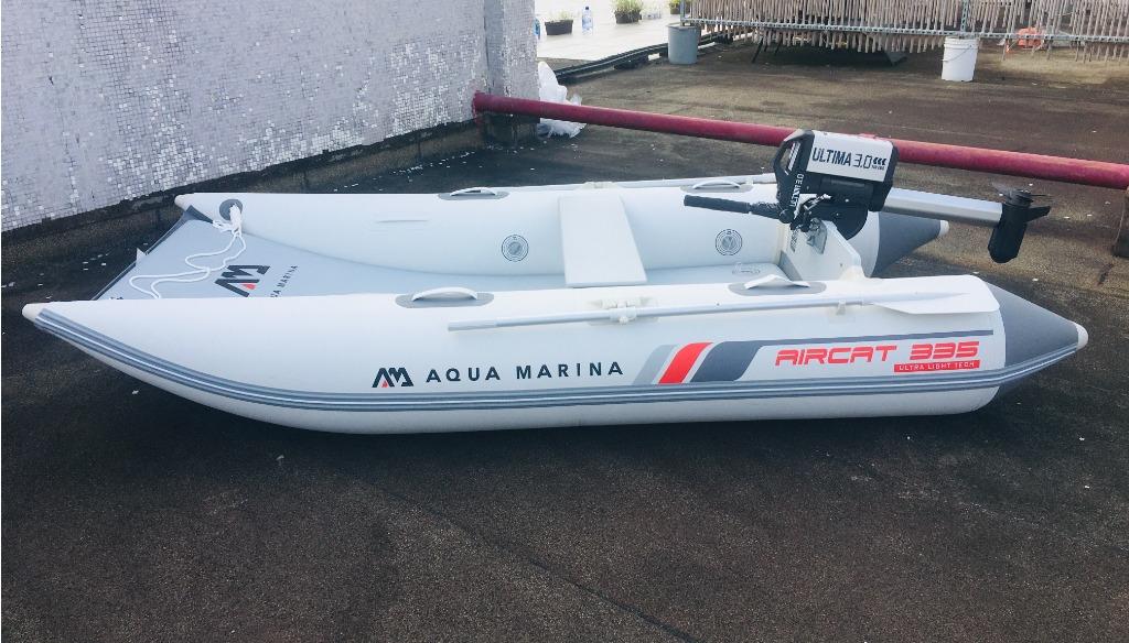 NEW ISO6185 Inflatable AQUA MARINA AIRCAT Catamaran 335cm 11' + 1kw ...