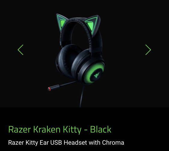 Razer Kraken Kitty-black, Audio, Headphones & Headsets on Carousell