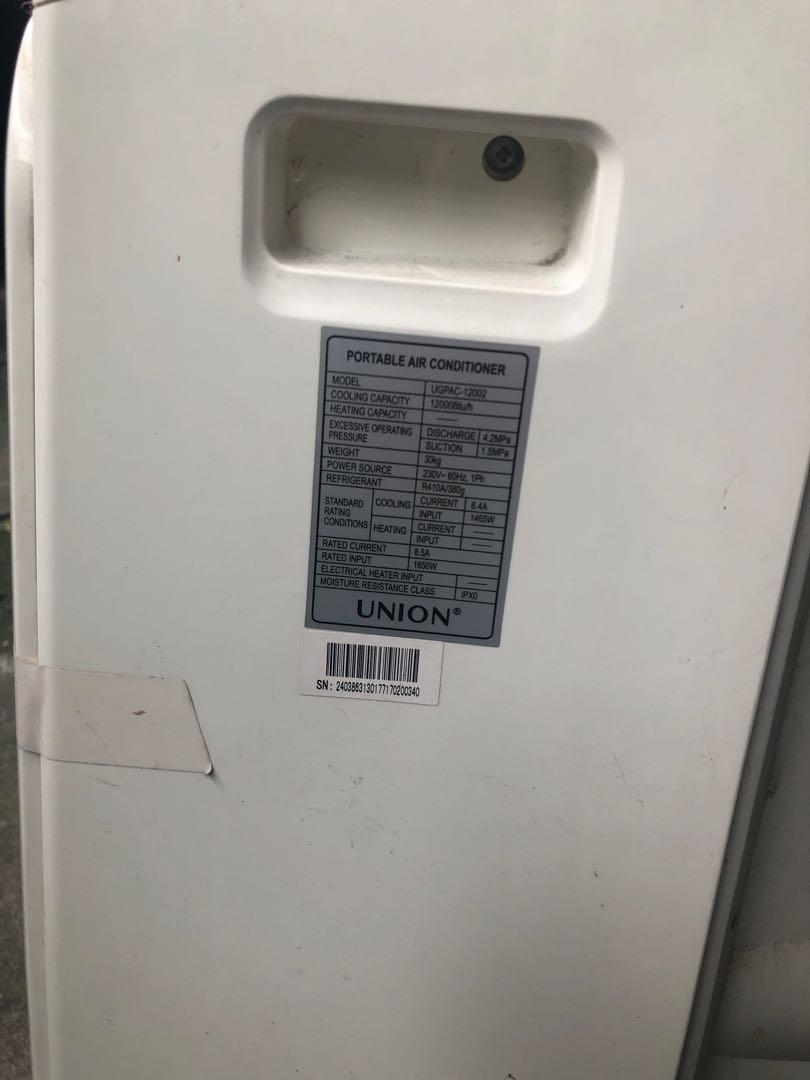 Union portable aircon 1hp, TV & Home Appliances, Air Conditioning and ...
