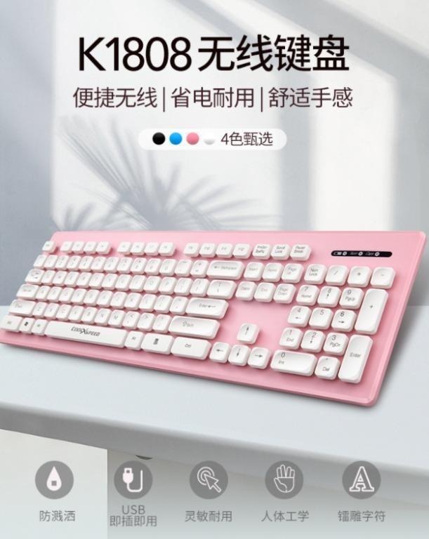 Wireless Keyboard COOLXSPEED (Pink), Computers & Tech, Parts ...