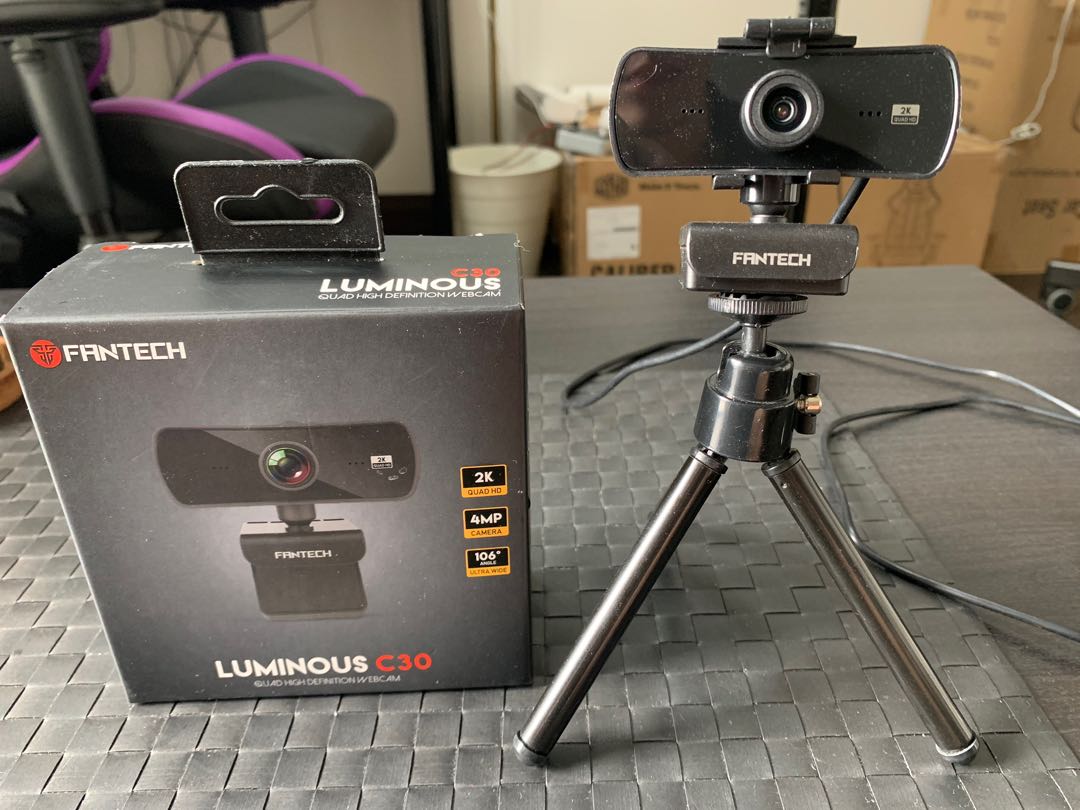 FANTECH LUMINOUS C30 QUAD HIGH DEF 1440P 2K QUAD HD USB WEB CAMERA WEBCAM WITH BUILT-IN ...