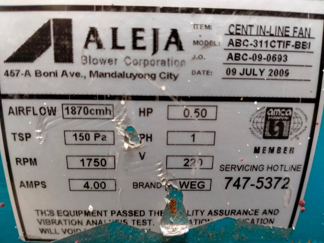 Inline centrifugal exhaust blower fan, Commercial & Industrial ...