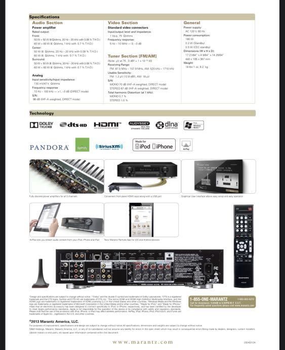 MARANTZ NR1504 AV RECEIVERS, Audio, Soundbars, Speakers & Amplifiers on Carousell