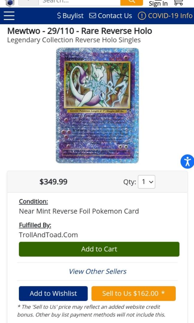 Mewtwo EX, Legendary Collection RH Mewtwo, Rocket Winner Mewtwo Pokemon ...