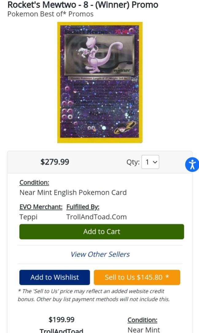 Mewtwo EX, Legendary Collection RH Mewtwo, Rocket Winner Mewtwo Pokemon ...