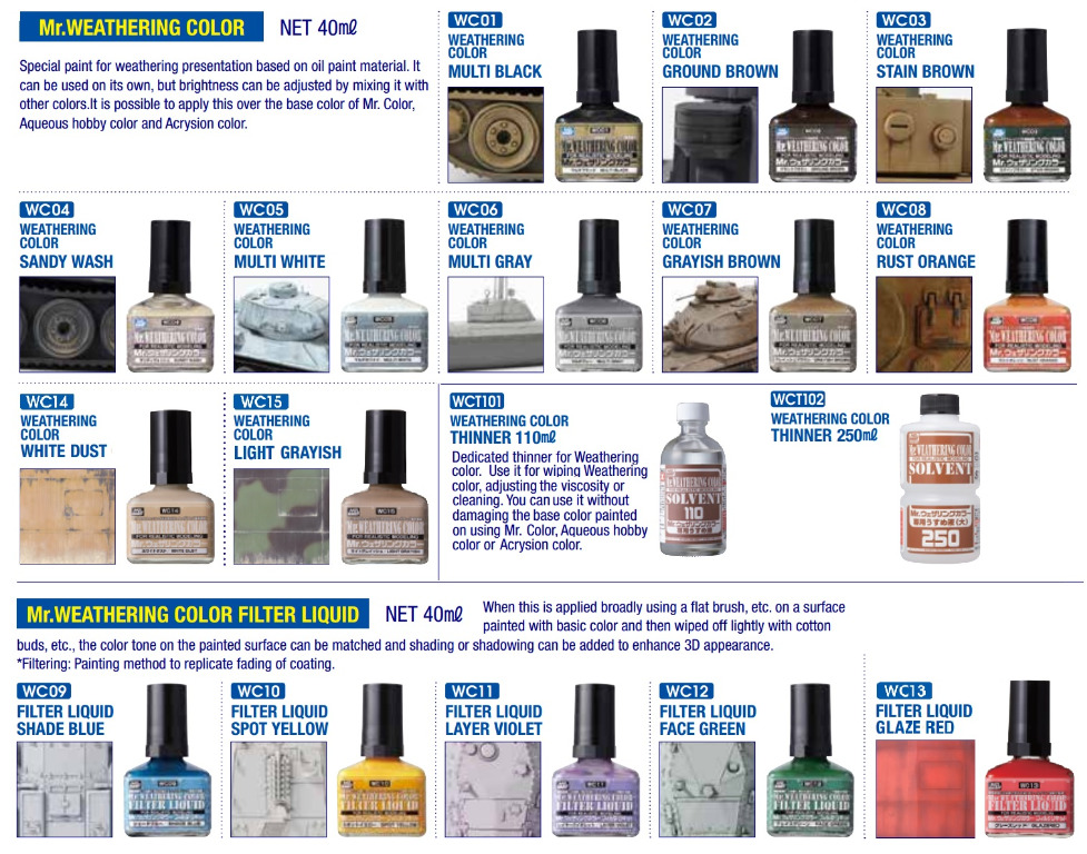 [1st July 2023] Mr. Weathering Color WC01-WC18 40ml and Solvents ...