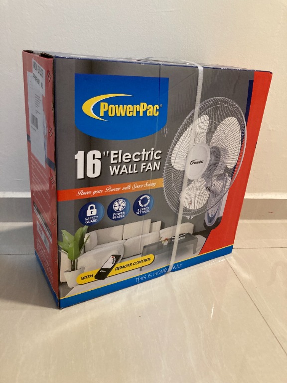 PowerPac Wall Fan 16" with Remote Control, TV & Home Appliances, Air ...