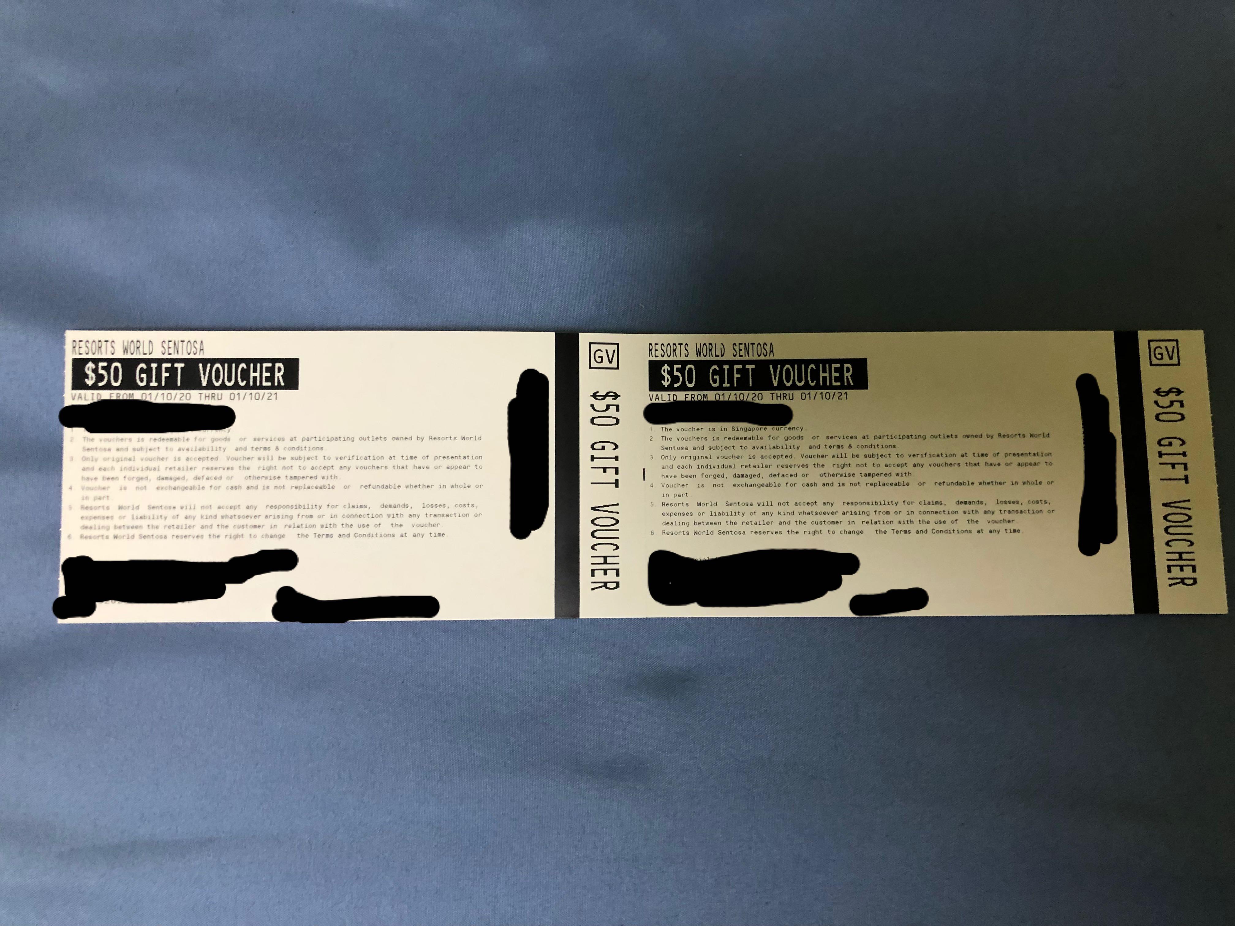 Resorts World Sentosa RWS Gift Voucher 100, Tickets & Vouchers ...