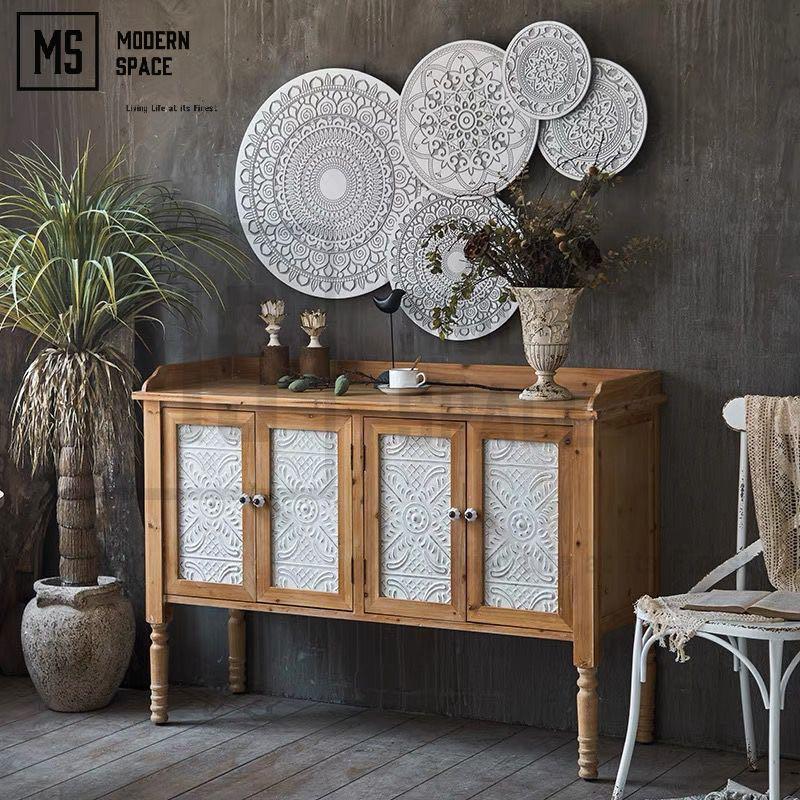 TUCKER Rustic Solid Wood Sideboard / SDR638, Furniture & Home Living, Furniture, Shelves ...