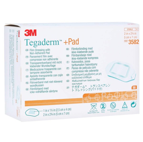 3M 3582 TEGADERM + PAD TRANSPARENT DRESSING 5x7cm -Box of 50, Health ...