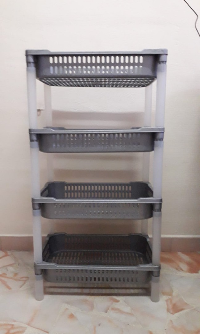4 Tier Plastic Shelves, Furniture & Home Living, Furniture, Shelves ...
