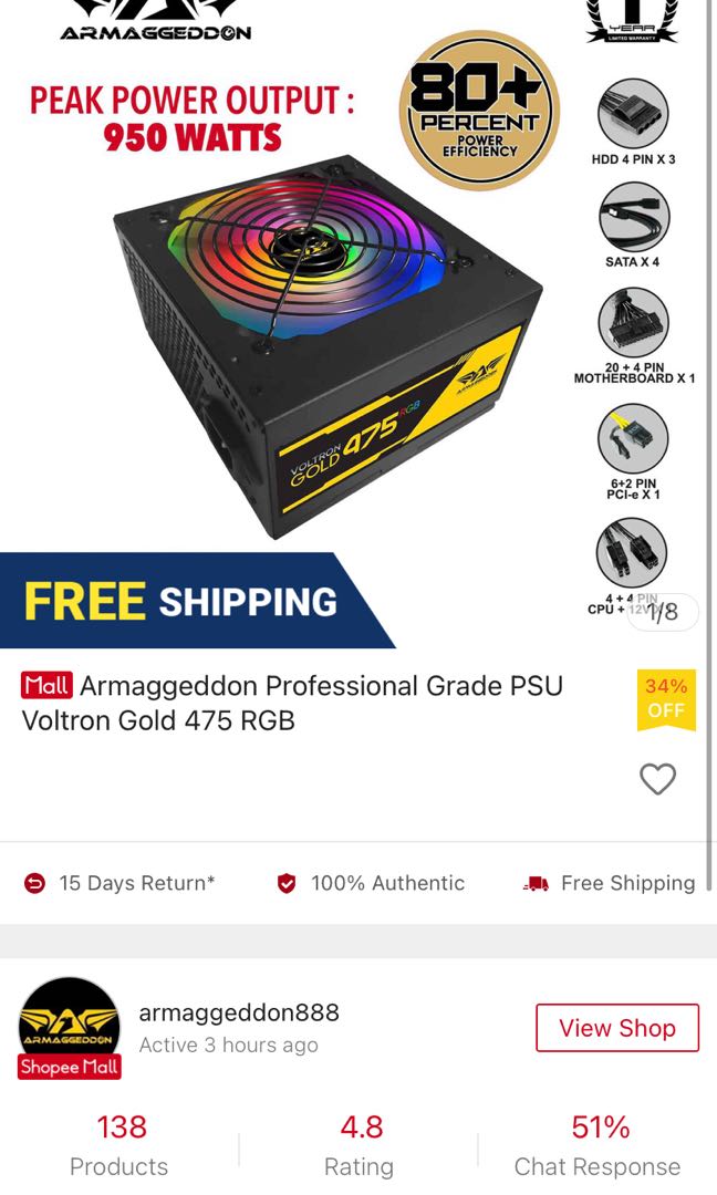 Gold psu, Computers & Tech, Parts & Accessories, Computer Parts on ...