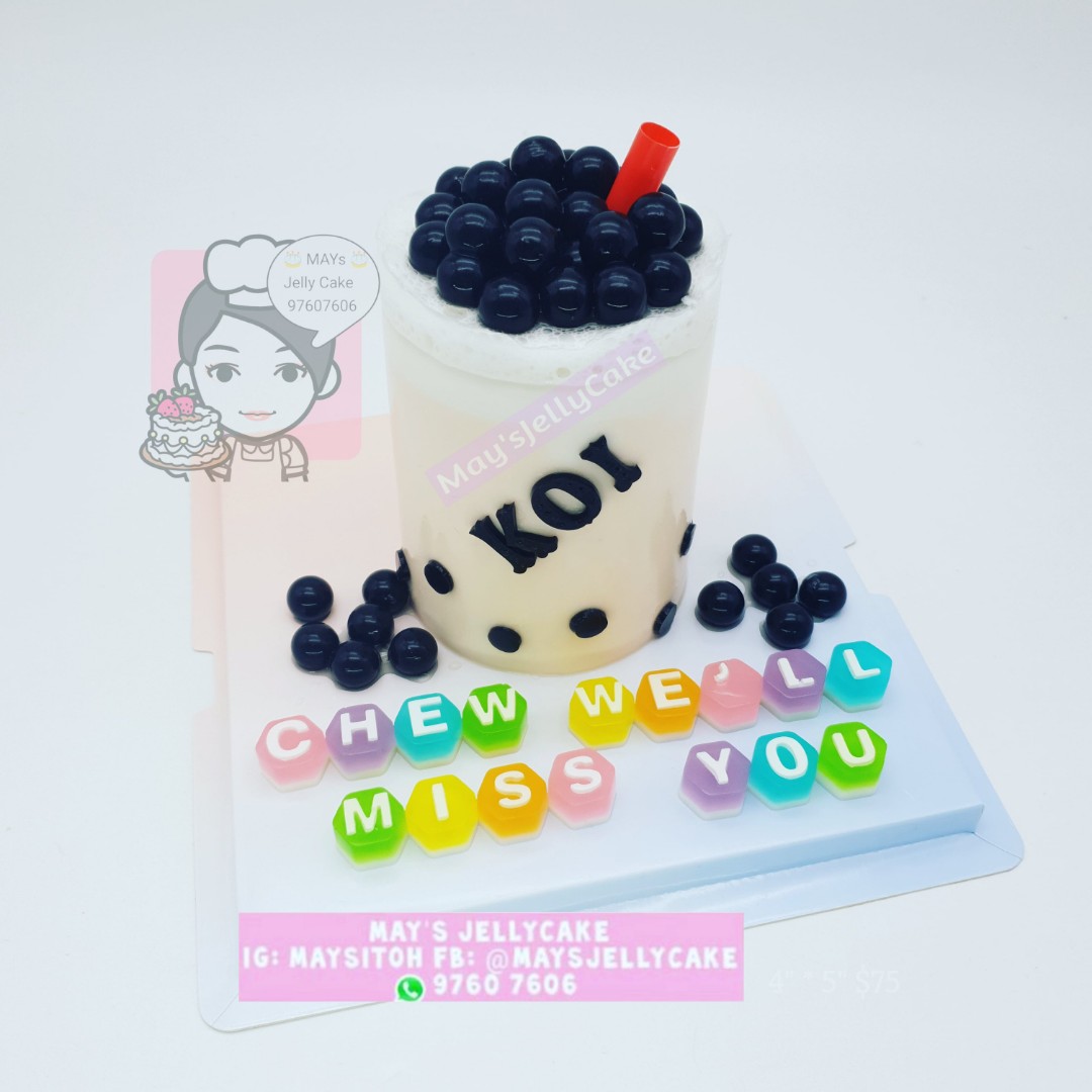 KOI Boba Bubble Tea Jelly Cake (Agar Agar Cake), Food & Drinks ...